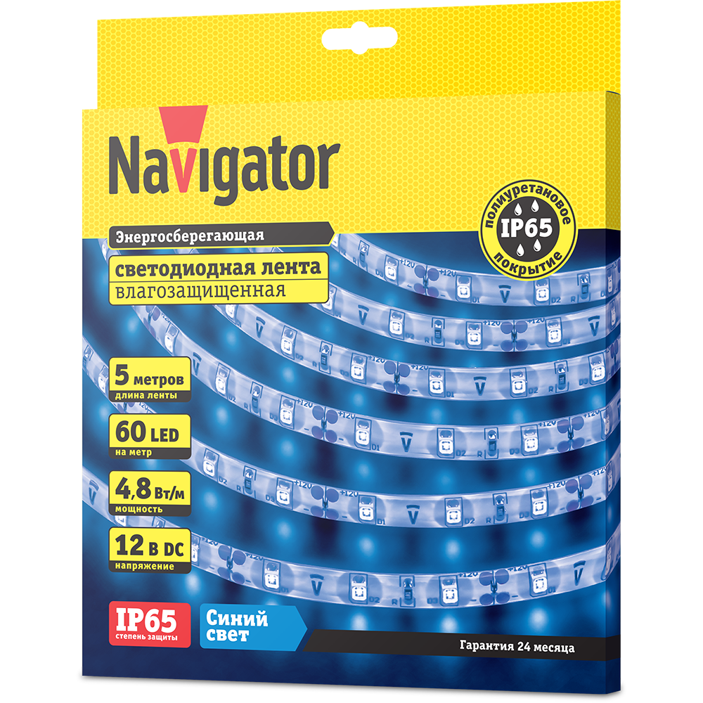 СД Лента Navigator 71 404 NLS-3528B60-4.8-IP65-12V 5м, синий