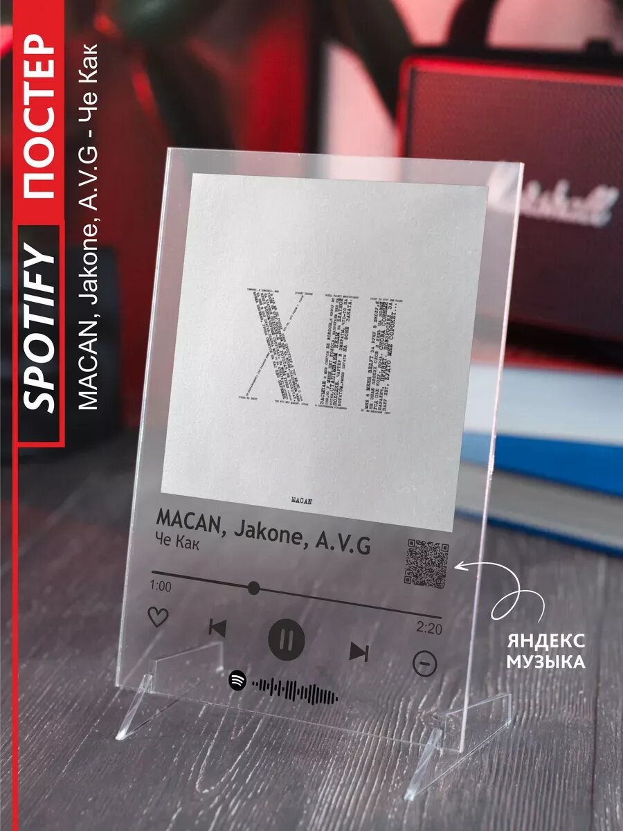 Подарок другу спотифай постер MACAN, Jakone, A.V.G - Че Как