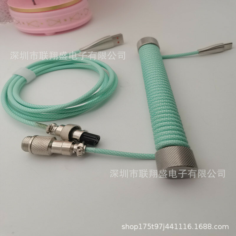 Кабель удлинитель, для клавиатуры, тип Type-C, спиральный, цвет костюм/темно-зеленый