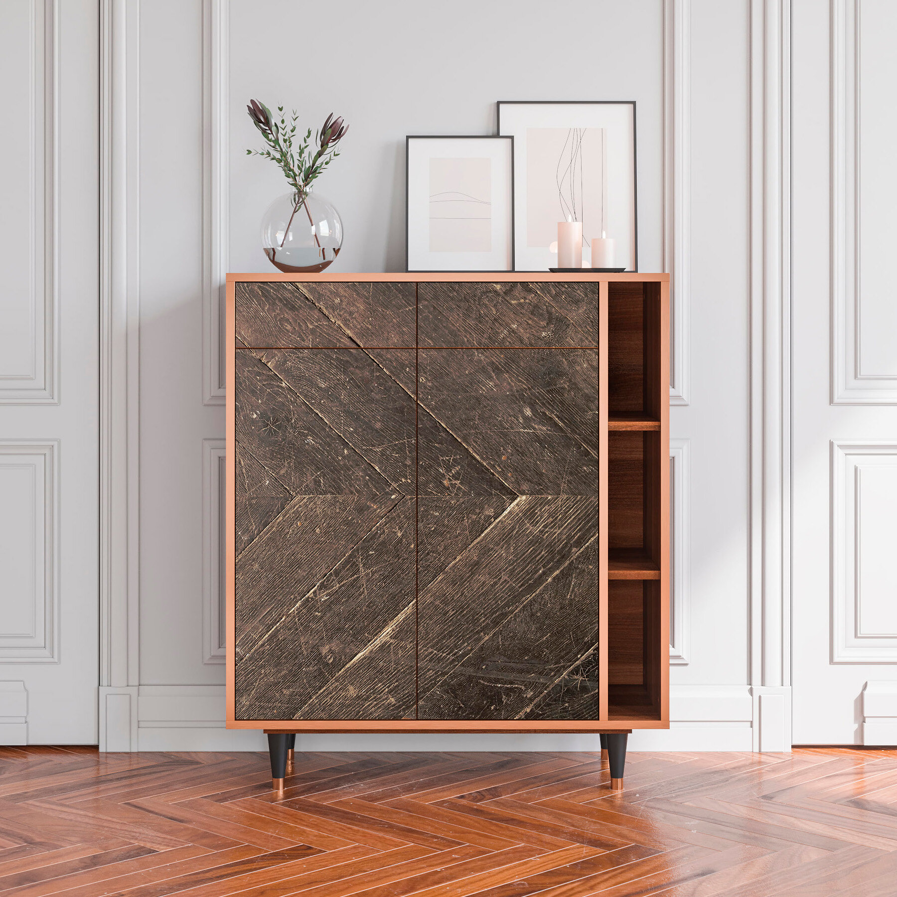 Комод - STORYZ - BS6 Wise Tree, Размер - 94 x 110 x 41 см, Цвет корпуса - , Орех