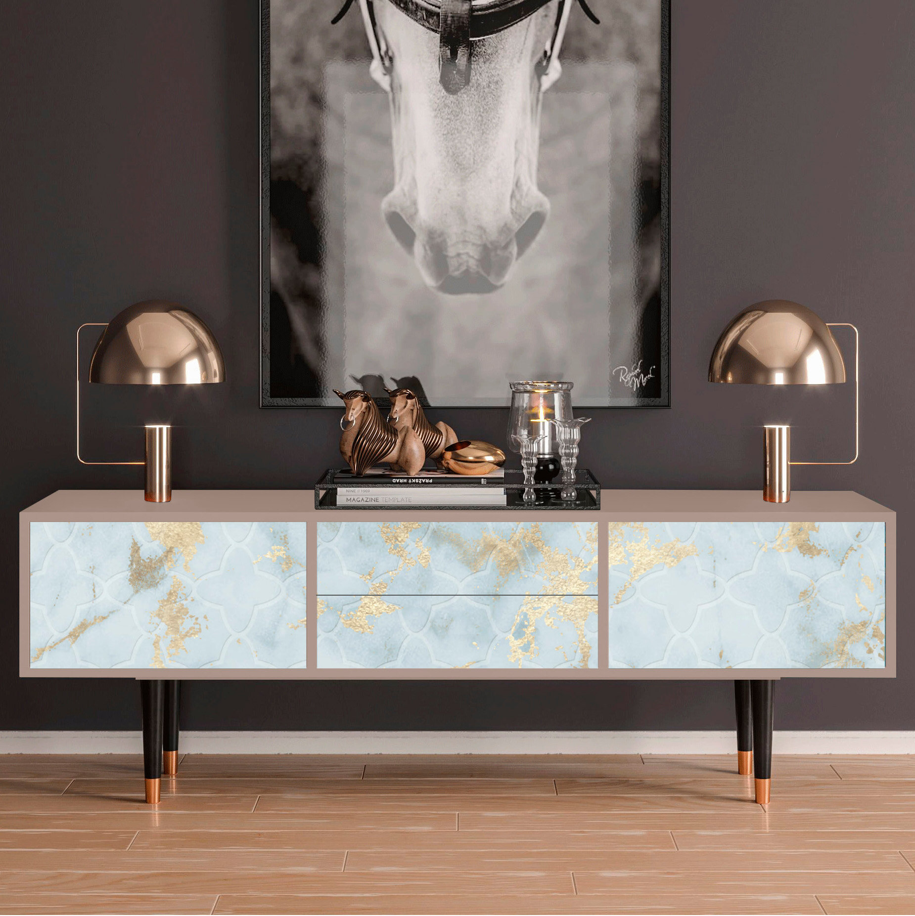 ТВ-Тумба - STORYZ - T4 Golden Waves, Размер - 170 x 59 x 48 см, Цвет корпуса - , Бежевый