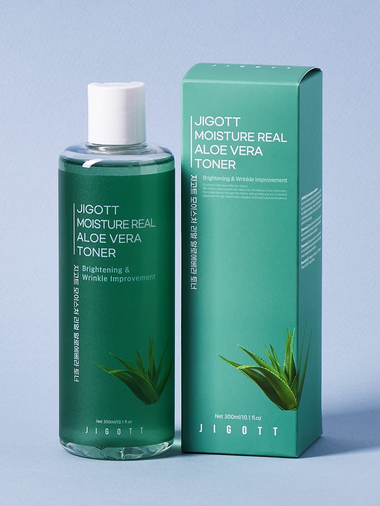 JIGOTT Увлажняющий тонер для лица с экстрактом алоэ вера, MOISTURE REAL ALOE VERA TONER, 300мл