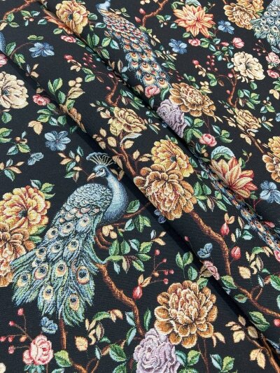 Ткань для штор и мебели, 280*100см Камден цвет 6, цветы, птицы, гобелен