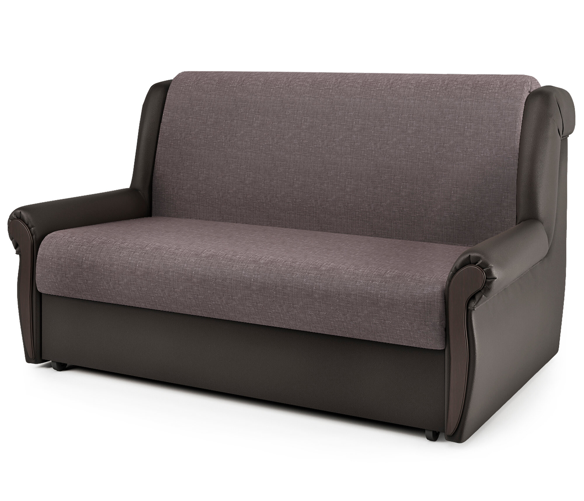 Диван-кровать Шарм-Дизайн Аккорд М 160х194 см, диван раскладной, аккордеон, прямой, рогожка латте и экокожа шоколад