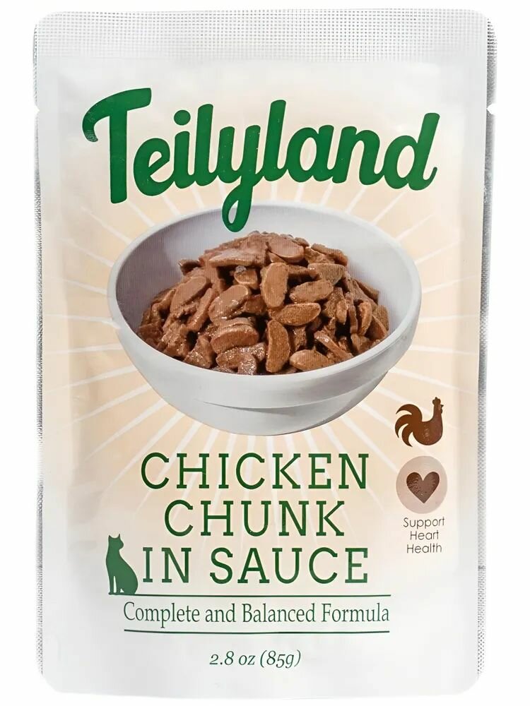 Влажный корм Teilyland Pettric для кошек полнорационный с курицей в соусе, 85 г