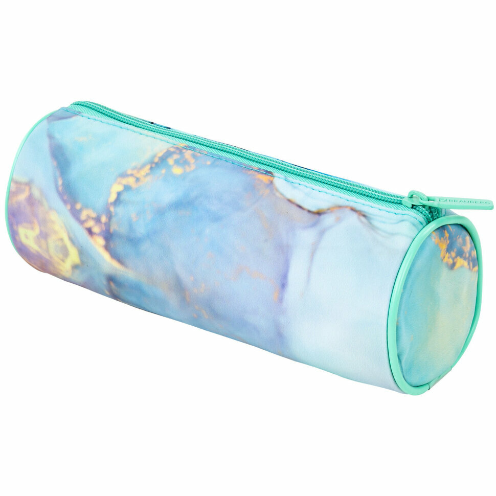 Пенал-тубус BRAUBERG, с эффектом Soft Touch, мягкий, "Mint marble", 22х8 см, 271568, 271568