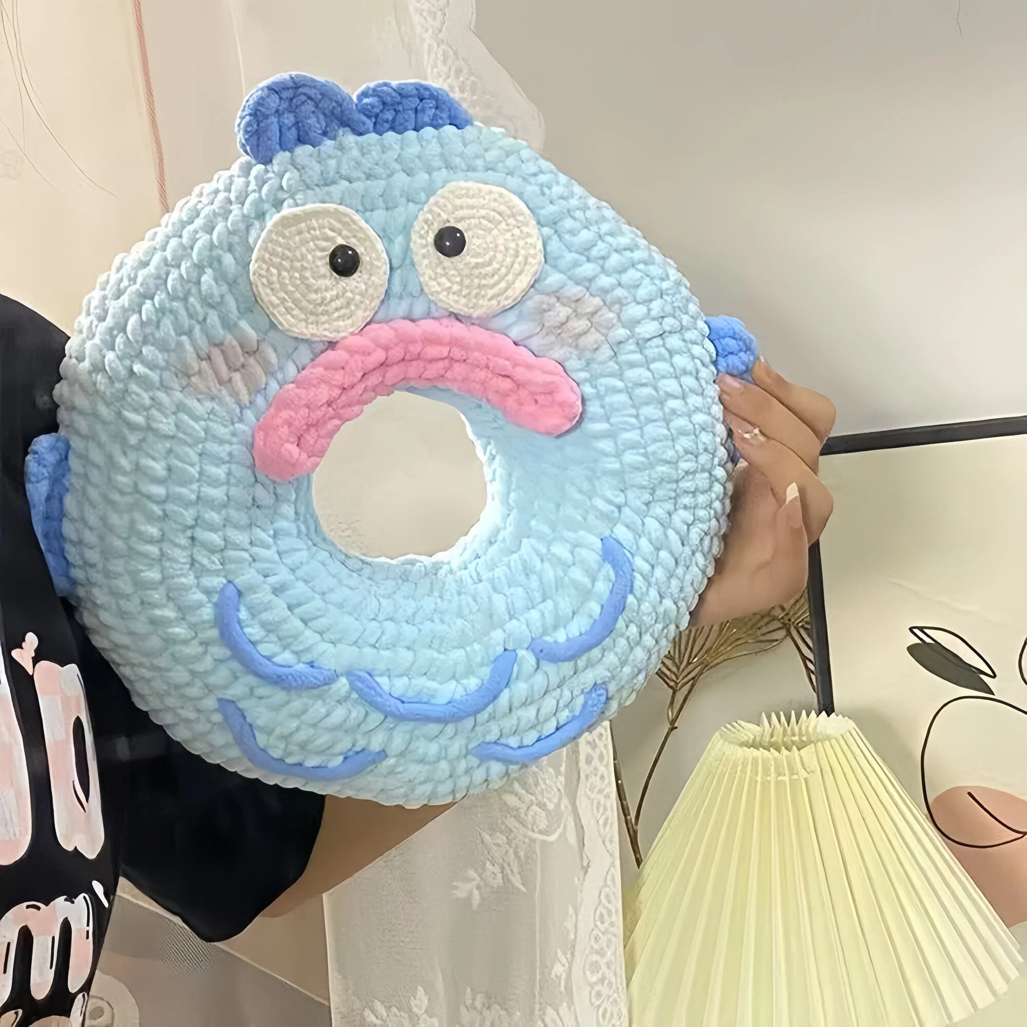 Уродливая рыба хантон пончик подушка материал пакет крючком DIY материал пакет