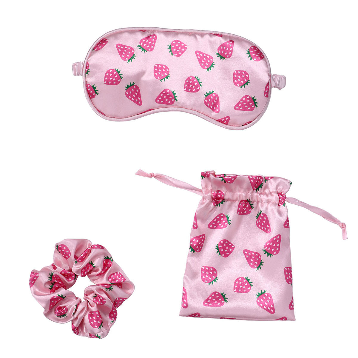 Маски для сна с принтом клубники для детей и взрослых. Милая розовая маска для сна. Мягкие шелковые маски для сна с подходящей резинкой и мешочком. Удобная повязка на глаза для сна, дневного сна и путешествий.