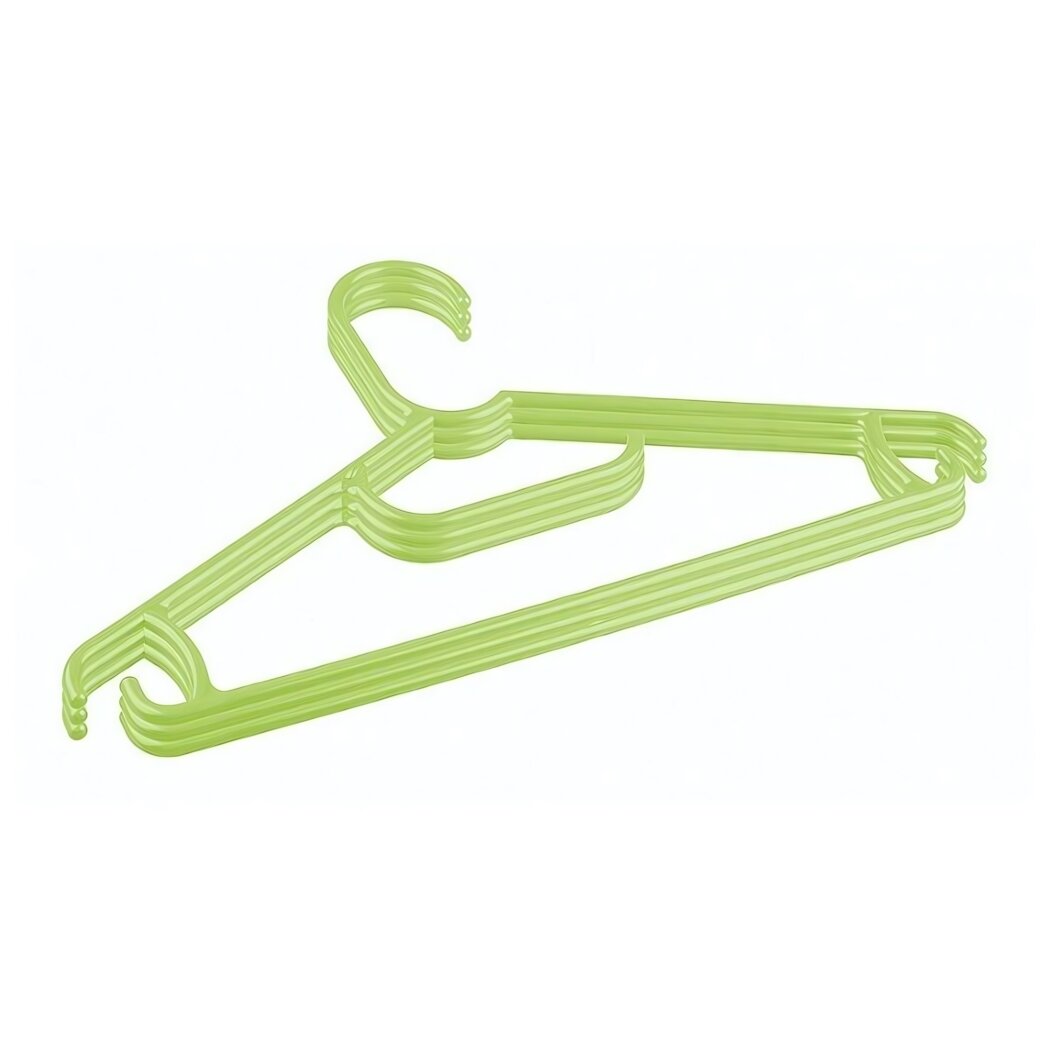 Вешалка пластиковая детская 31,5см, салатовая, с крючками, рифленые плечики