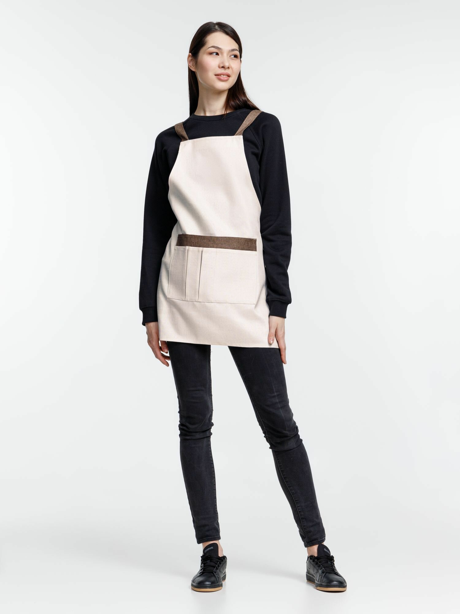 Фартук кухонный женский для художника Settle In, светло-бежевый, молочный, подарок девушке женщине маме подруге