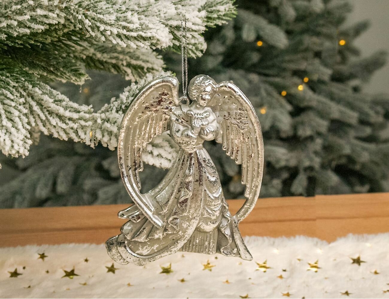 Ёлочная игрушка ангел сафира, пластик, 12 см, Kaemingk 521171-2