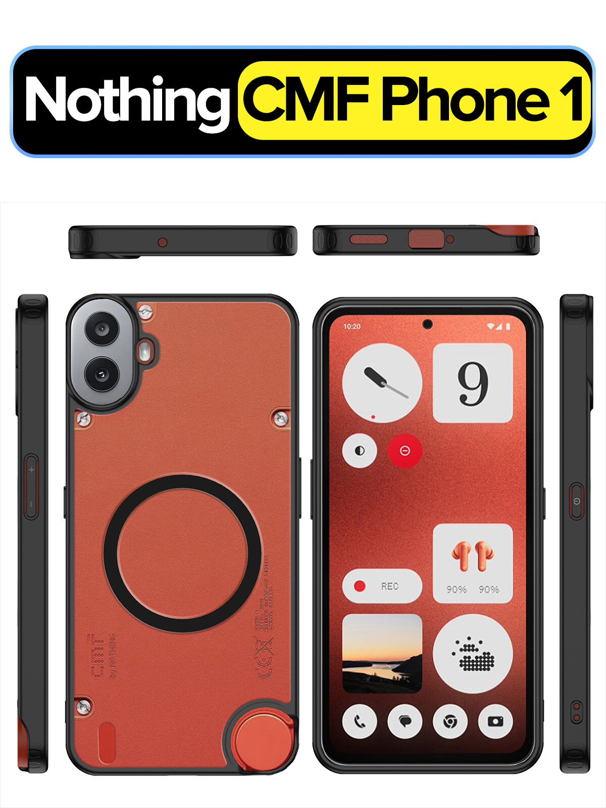 Чехол с Магсейф для Nothing CMF Phone 1 прозрачный матовый с черным бортом WLONS
