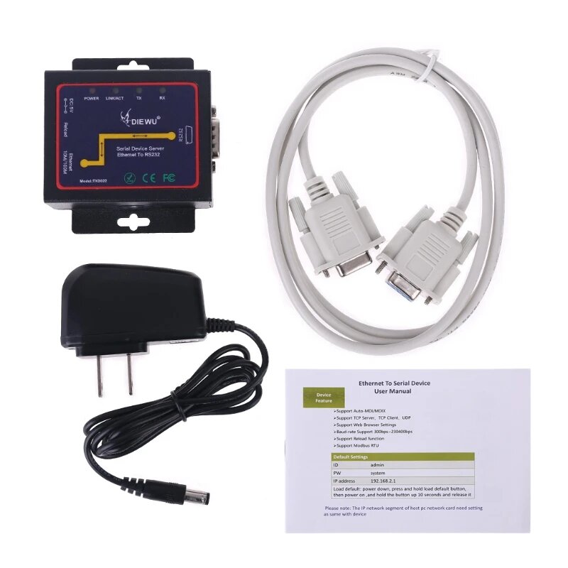 Последовательный Серверный модуль DB9 RJ45 в RS232 Ethernet TCP/IP, конвертер связи с Ethernet-устройством TXB022