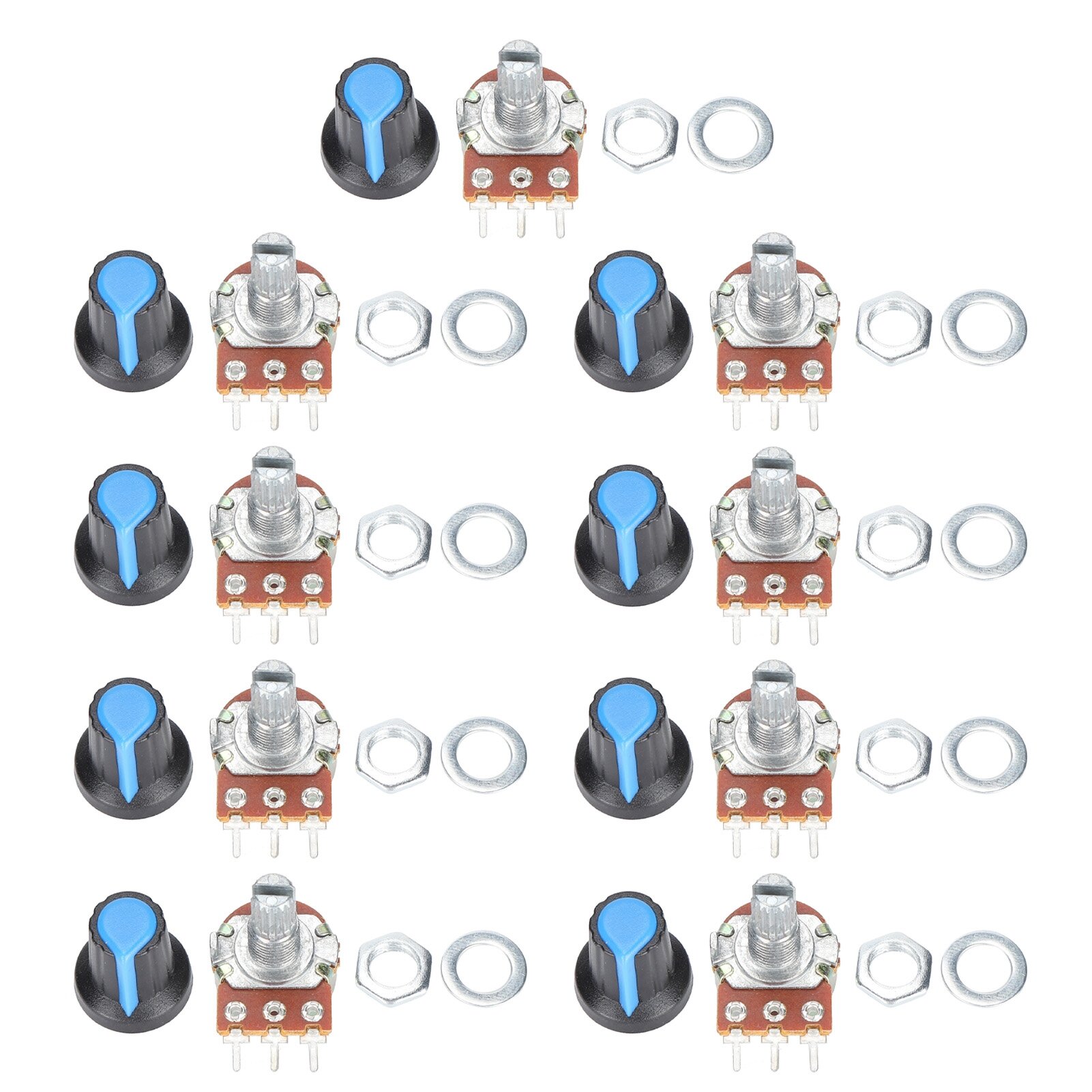 9 шт. потенциометр металлический линейный поворотный набор B1k 2k 5k 10k 20k 50k 100k 500k 1 м WH148