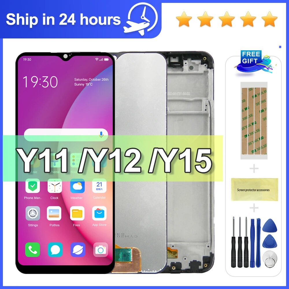 6,35 "для Vivo Y11 Y12 Y15 Y17 Y3 ЖК-дисплей с сенсорным экраном в сборе для Vivo Y11 2019 No Frame