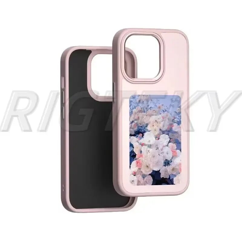 Чехол для телефона с умным экраном E-ink NFC высокой четкости для iPhone 16, 15, 14, 13, Pro Max Refesh, фото, персонажи аниме, чехол для телефона для девочек Розовый, Для iPhone 13, Pink