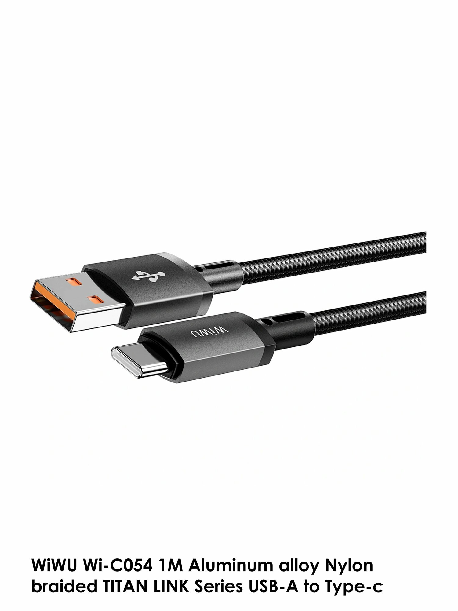 Кабель для зарядки и передачи данных , WiWU Wi-C054 1M Aluminum alloy Nylon braided TITAN LINK Series USB-A to Type-c