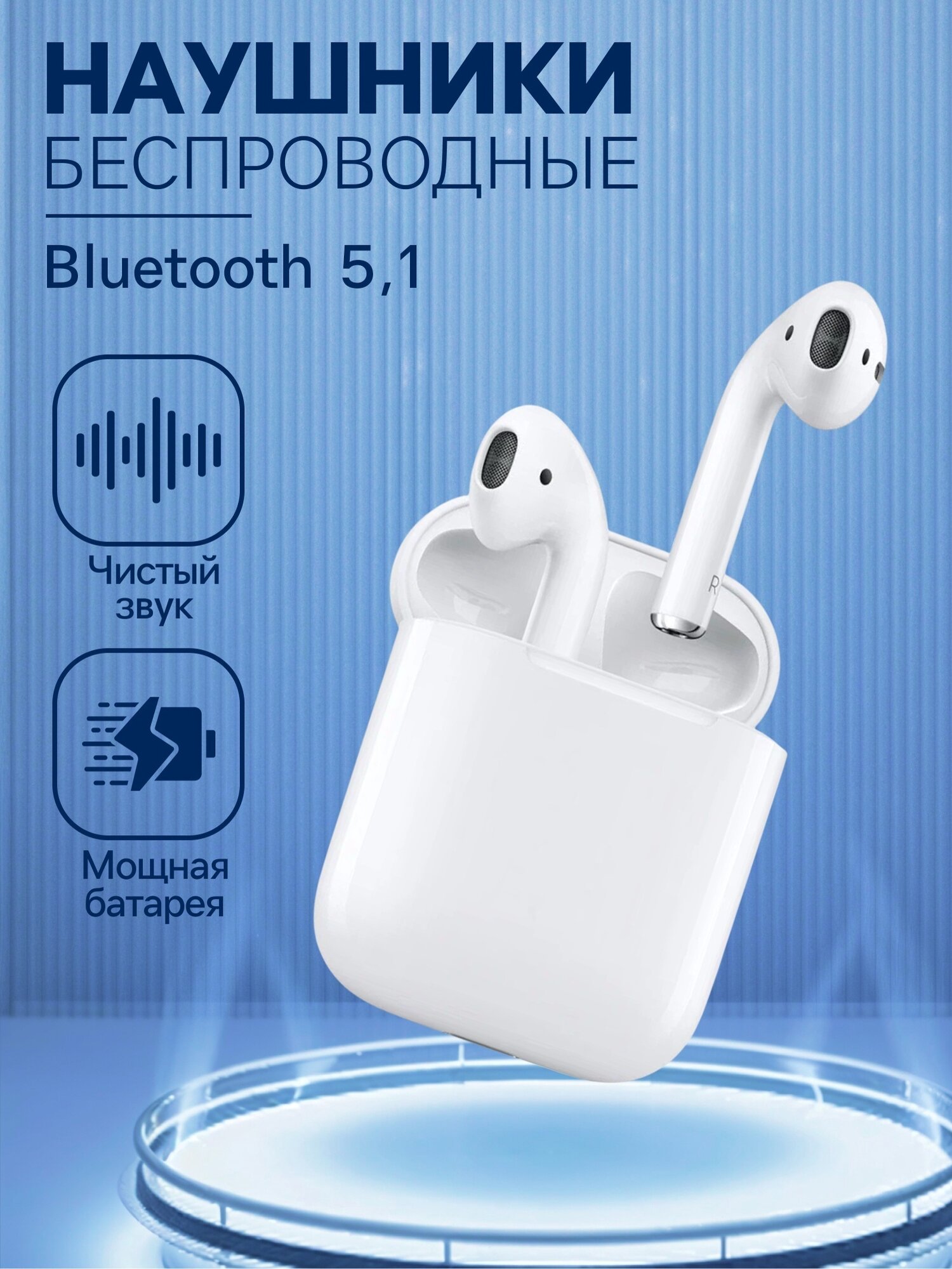 Наушники беспроводные Hoco EW02, TWS, вкладыши, Bluetooth 5.1, 30/350 мАч, белые