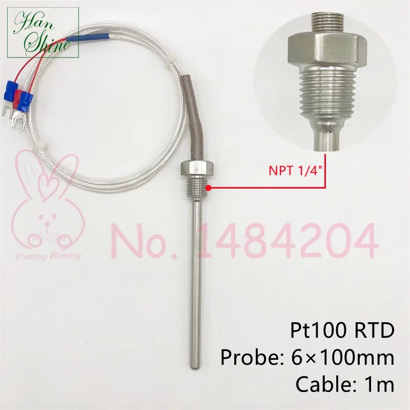 Датчик температуры Han Shine PT100 6 мм * 100 мм NPT 1-4