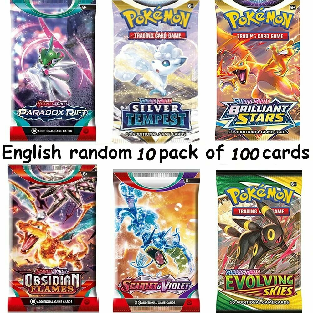 Набор коллекционных карт Pok mon TCG: Silver Tempest, Obsidian Flames, Paradox Rift, карточная игра для детей