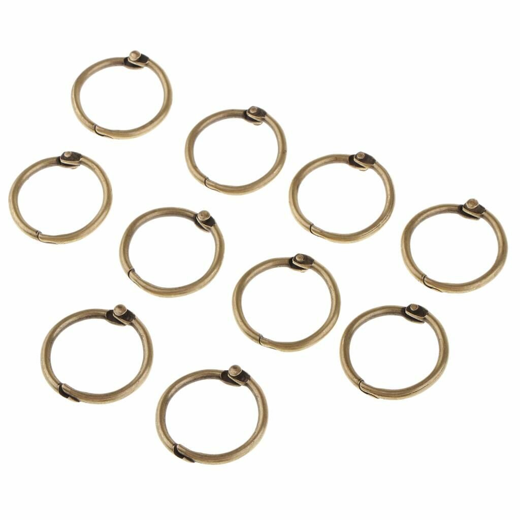 10 шт. бронзовых колец для переплета документов, 2 см, для альбомов и блокнотов