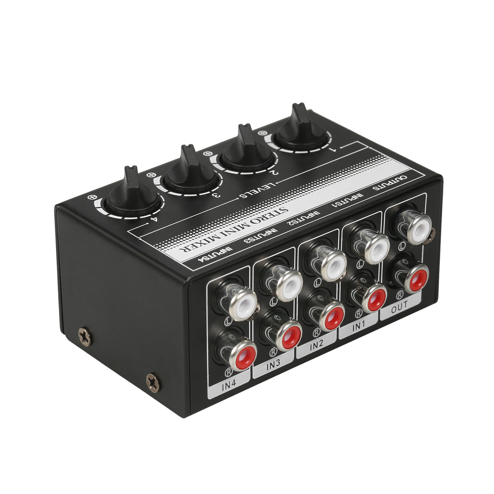 Мини стерео 4-канальный пассивный микшер RCA портативный аудиомикшер 1 вход 4 выхода стерео распределитель регулятор громкости, не требует батареек