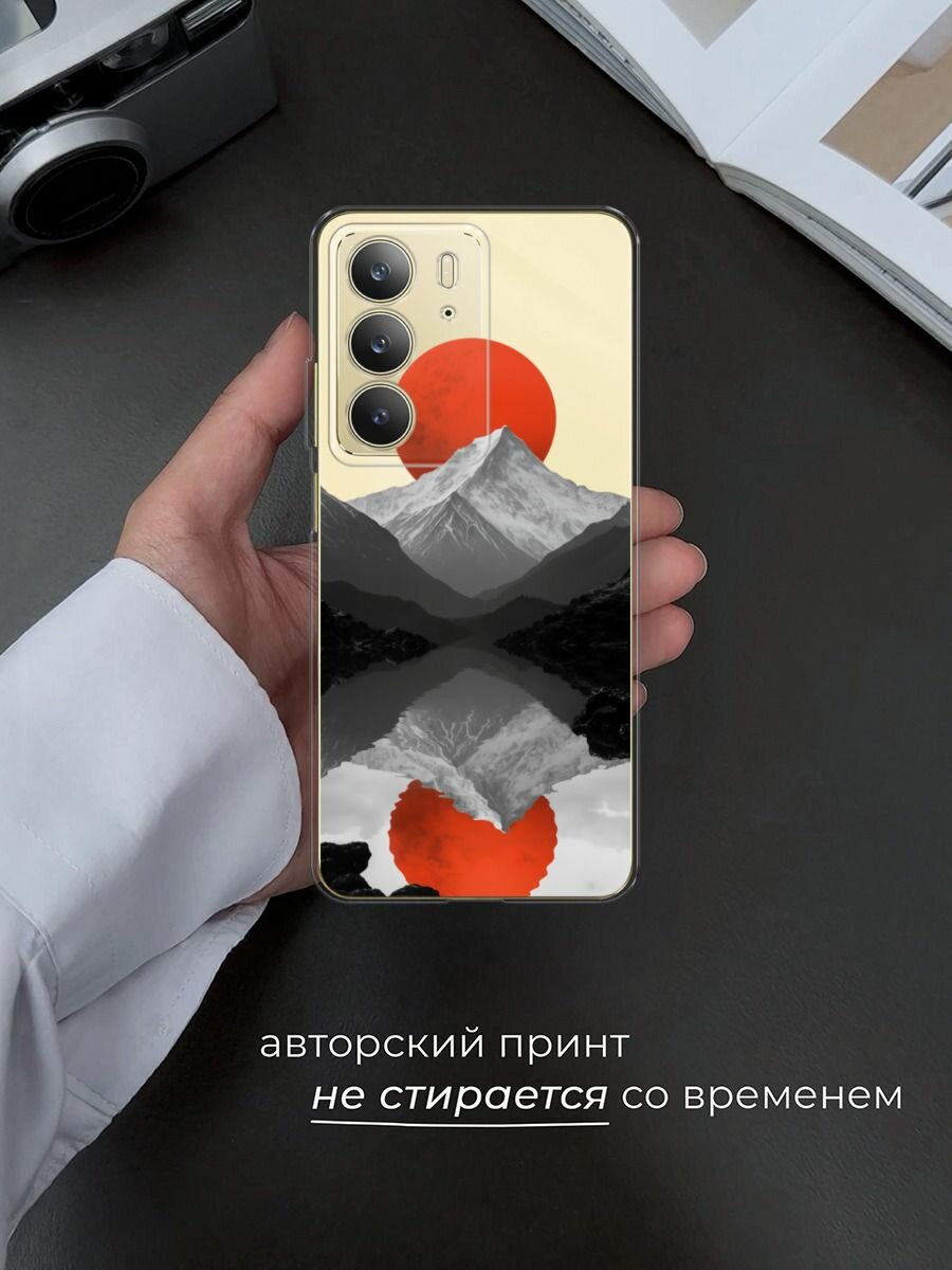 Чехол на Realme C75 4G / Реалми C75 4G с принтом Белая гора 2, прозрачный — фото 1
