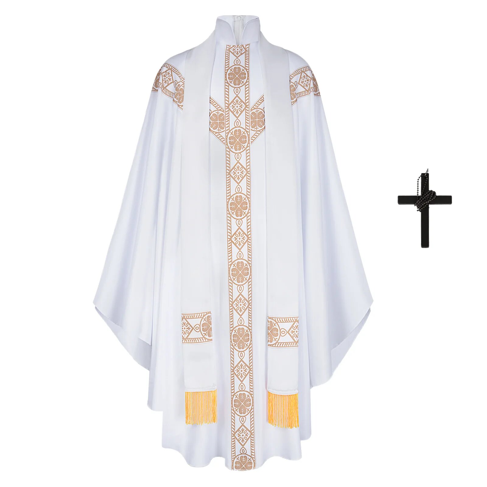 Полиэстер Халат Священника Косплей Белый, white