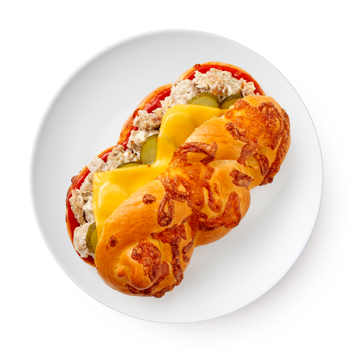 Сэндвич "Братья Караваевы", с рубленой телятиной, сыром, огурцами и кетчупом, 170 г