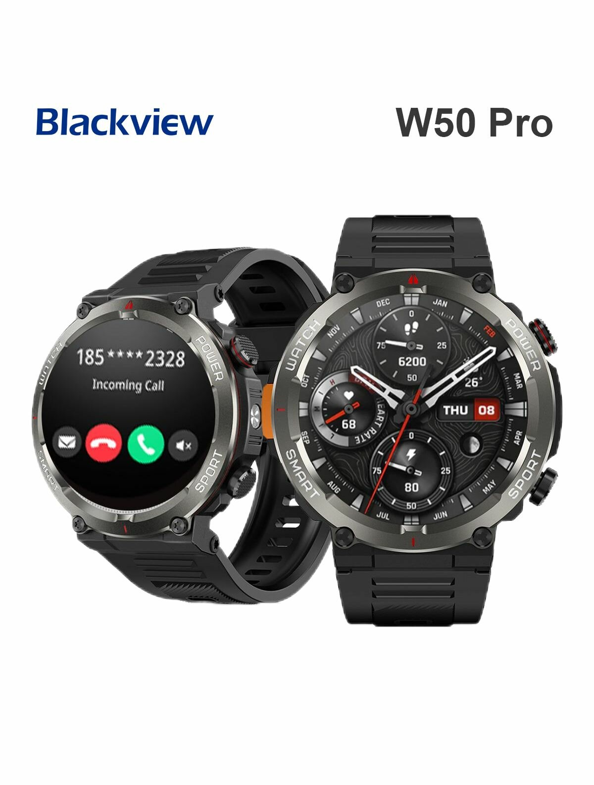 Смарт-часы Blackview W50 Pro с функцией ответа и динамиком для фитнес-трекинга