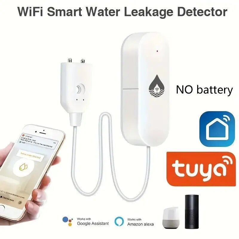 WIFI Tuya Интеллектуальный датчик утечки, детектор тревоги, датчик утечки воды, совместимый с Умной жизнью Google Home Alexa