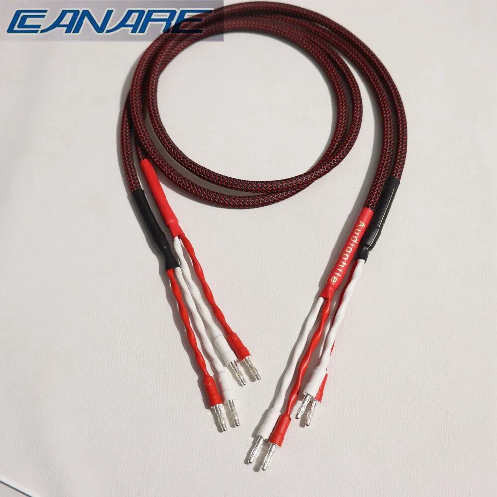 Акустический кабель Audiophile, 2 м, красный, для акустики, посеребренный разъем