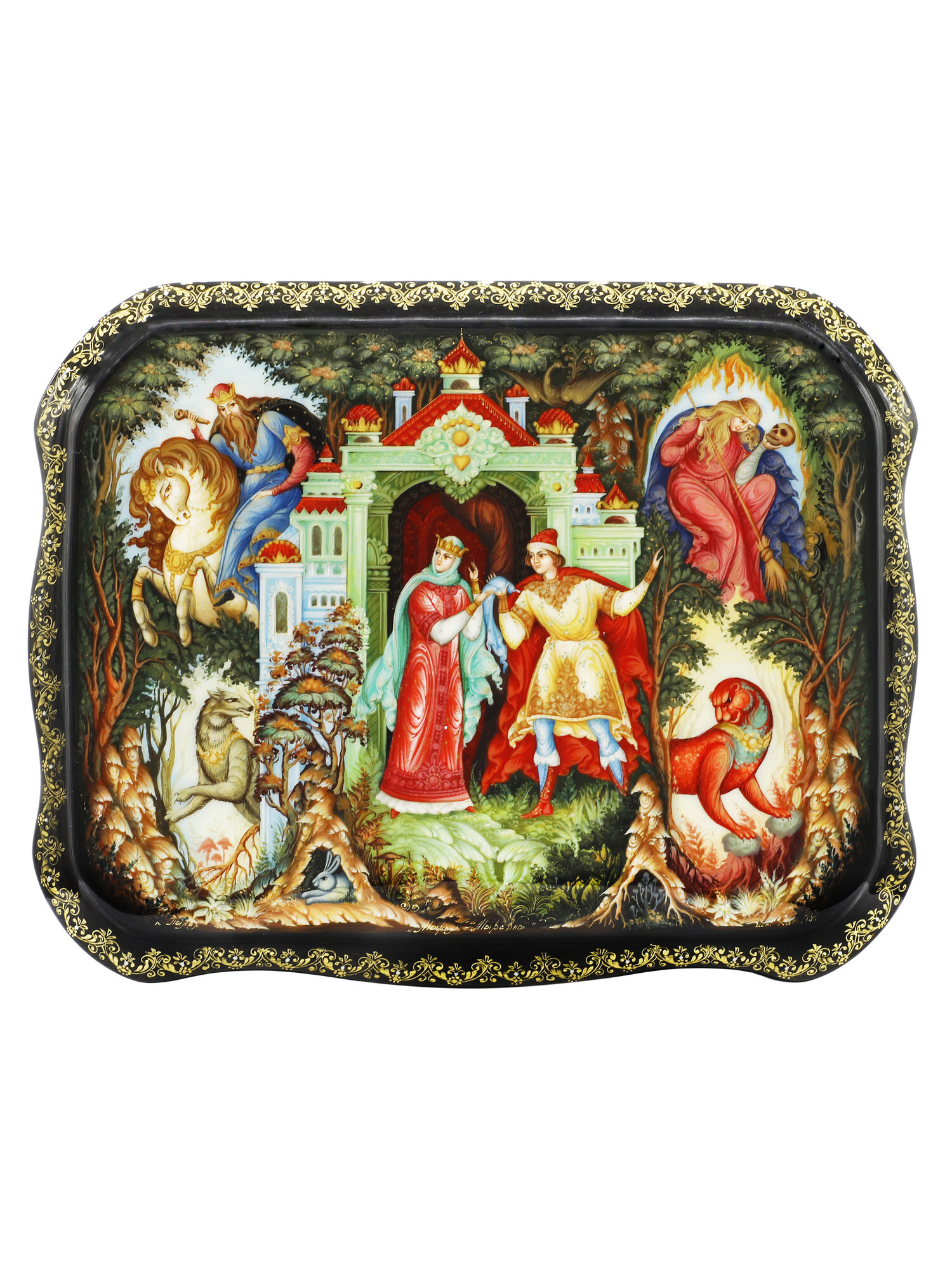 Шкатулка Палех "Марья Моревна", художник Кот Ф, ручная роспись