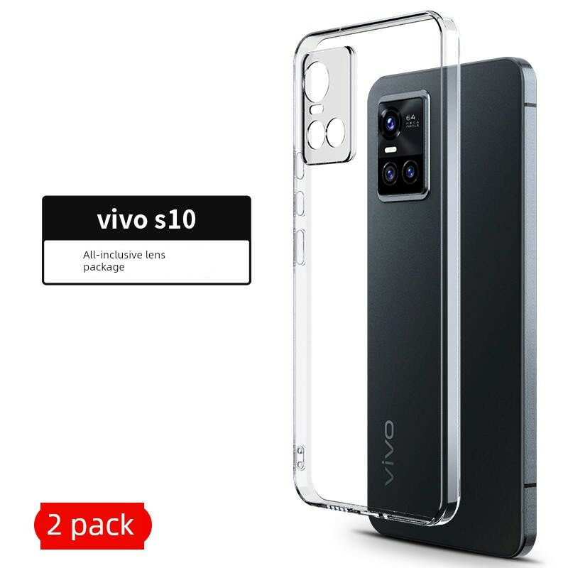 Чехол для Vivo S10 с полным покрытием камеры, ультратонким ударопрочным прозрачным силиконовым чехлом, 2 шт
