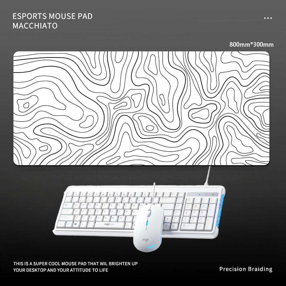 Игровой коврик для мышки, большой белое с узором. Размер 80х30x0.3