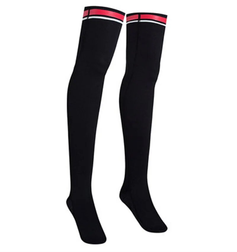 Неопреновые длинные носки для дайвинга 1,5 мм Черный, BK Rd WT stripe, S