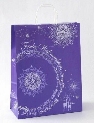 25 шт. Пакет новогодний 240х310х110мм Toptwist Снежинки синий, арт.96