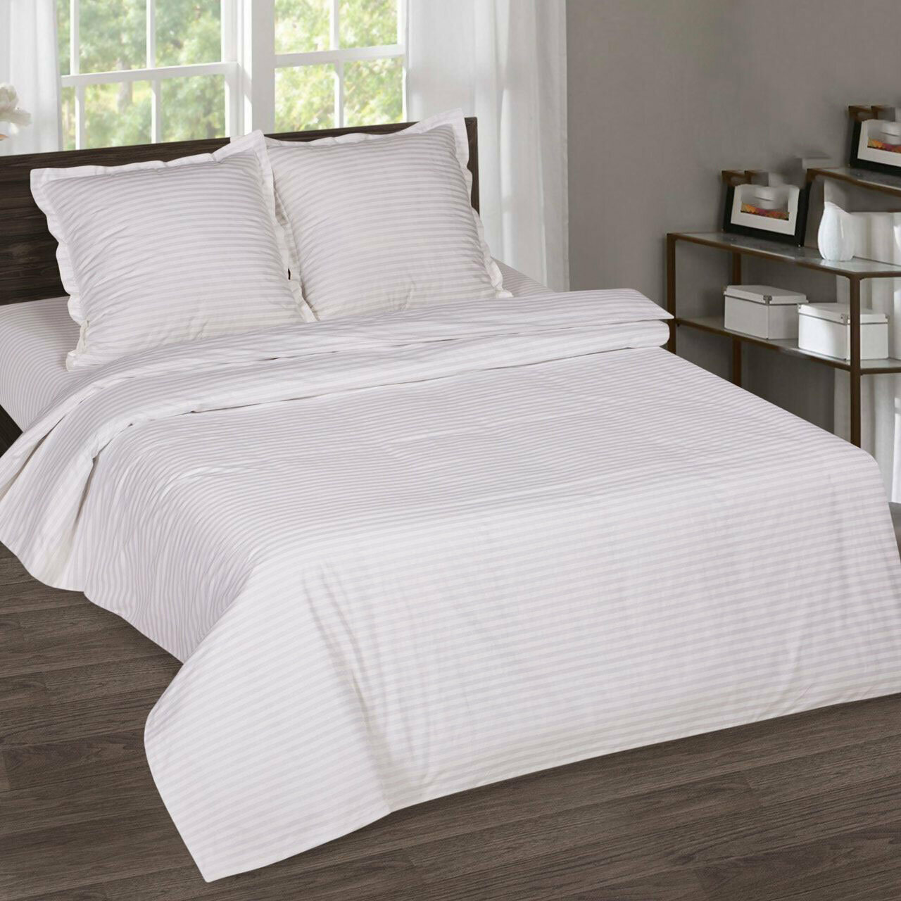 Комплект постельного белья АртПостель, "Отель белый 1*1" Евро поплин, полосы, страйп