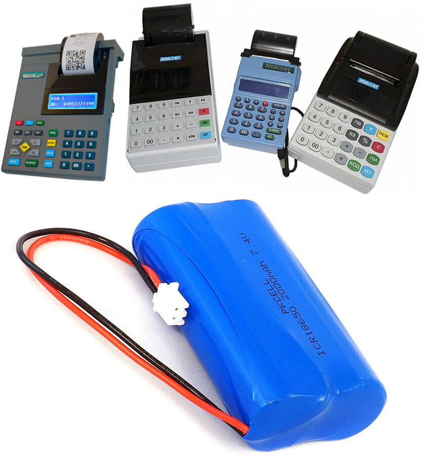 Аккумулятор INCOTEX, для ККТ Меркурий 115/130/180/185, Li-Ion, синий, 2000 мАч