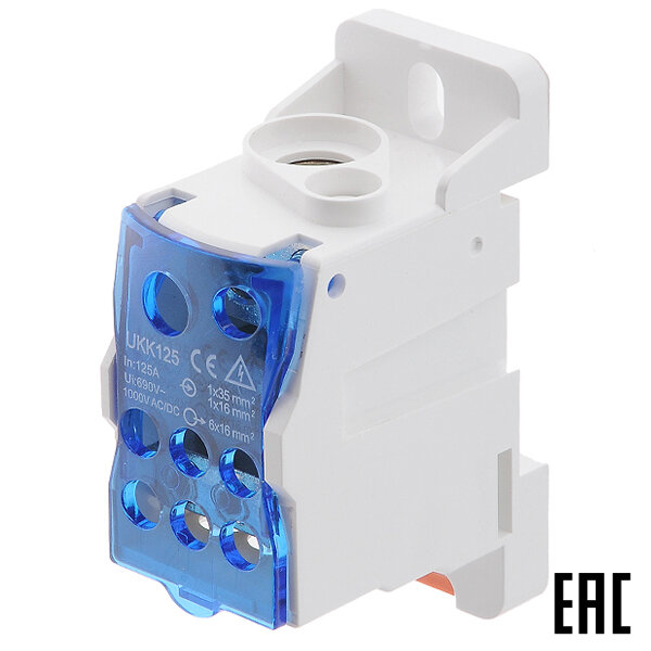 Распределительный блок JHUKK-125 1 полюс 125А 1 шина 8 присоединений