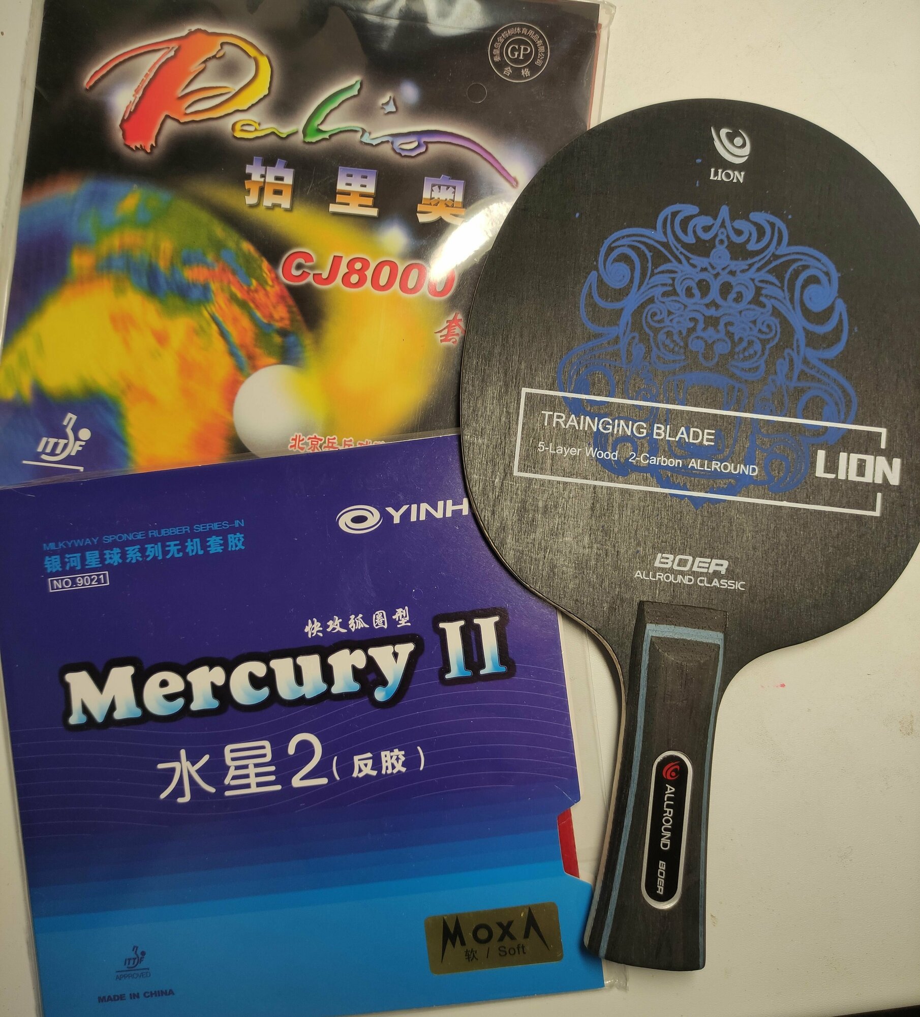 Ракетка для настольного тенниса ручная сборка / boer lion + Yinhe mercury 2 + palio cj8000