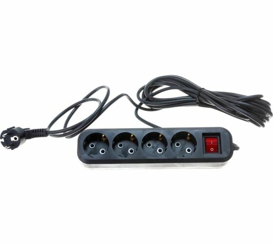 Бытовой удлинитель атлант ПВС 3х0,75 ГОСТ 3500Вт 4 гнезда 7м с выключателем 2 шт