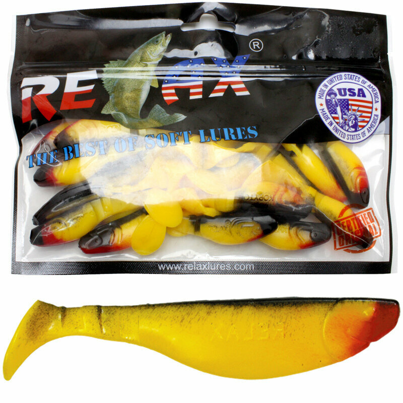 Мягкая силиконовая приманка риппер RELAX KOPYTO BLS 2,5, 6,2cm 4,7g цвет S061 (Yellow, Black) 1 уп. по 10 шт.