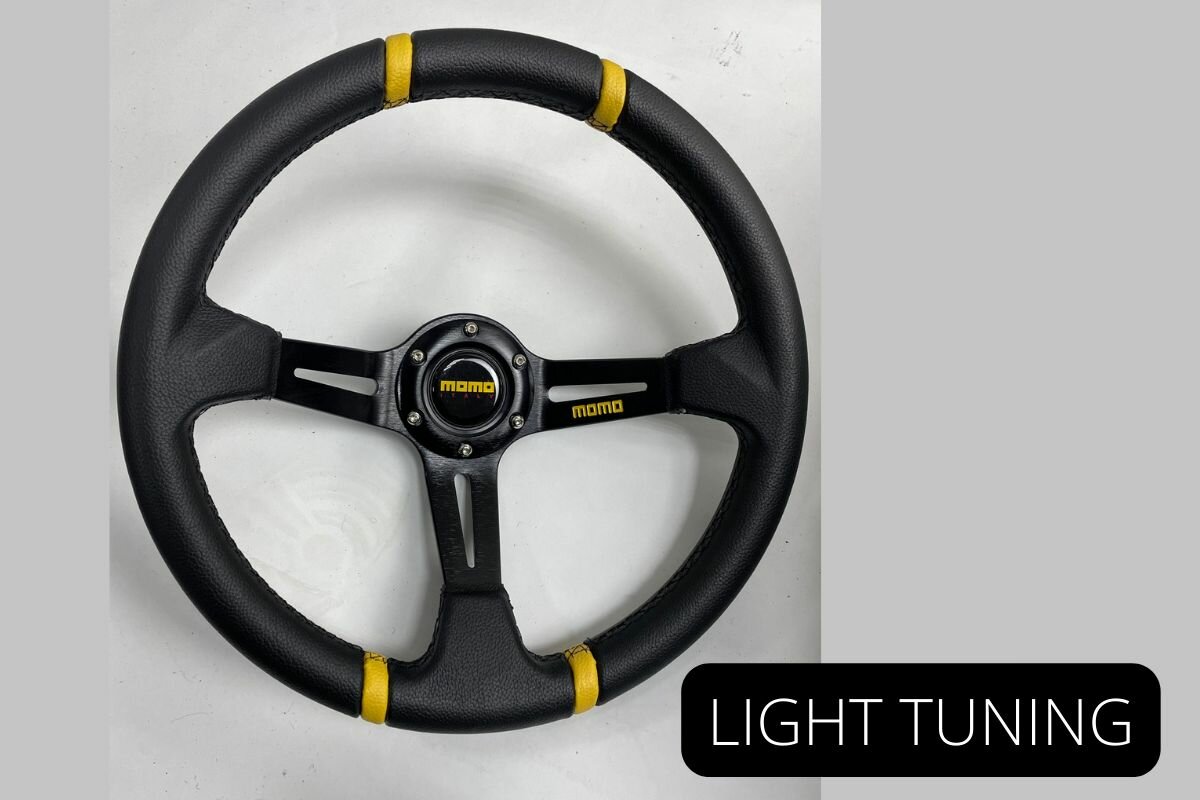 Руль 'MOMO' с вылетом (Желтый) 35см, вынос 9