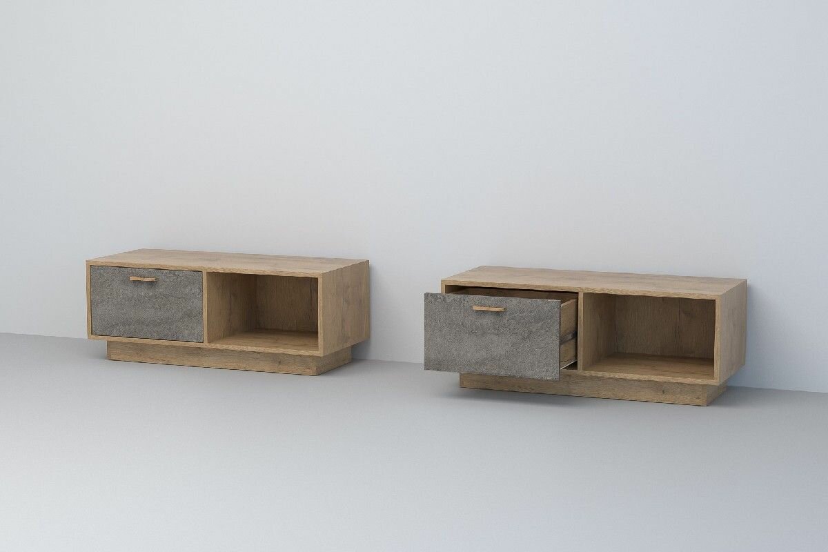 Тумба "ЭГО" Т-4 (ПД) Дуб Крафт Золотой/Камень Темный