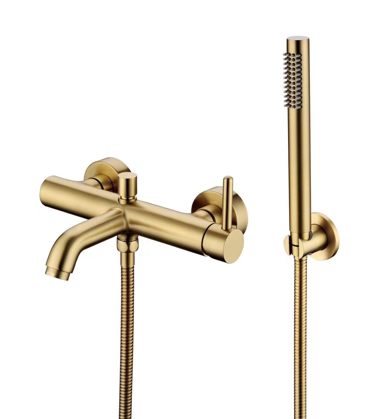 Смеситель для ванны с лейкой, латунь, Grocenberg GB8099 Матовый золото