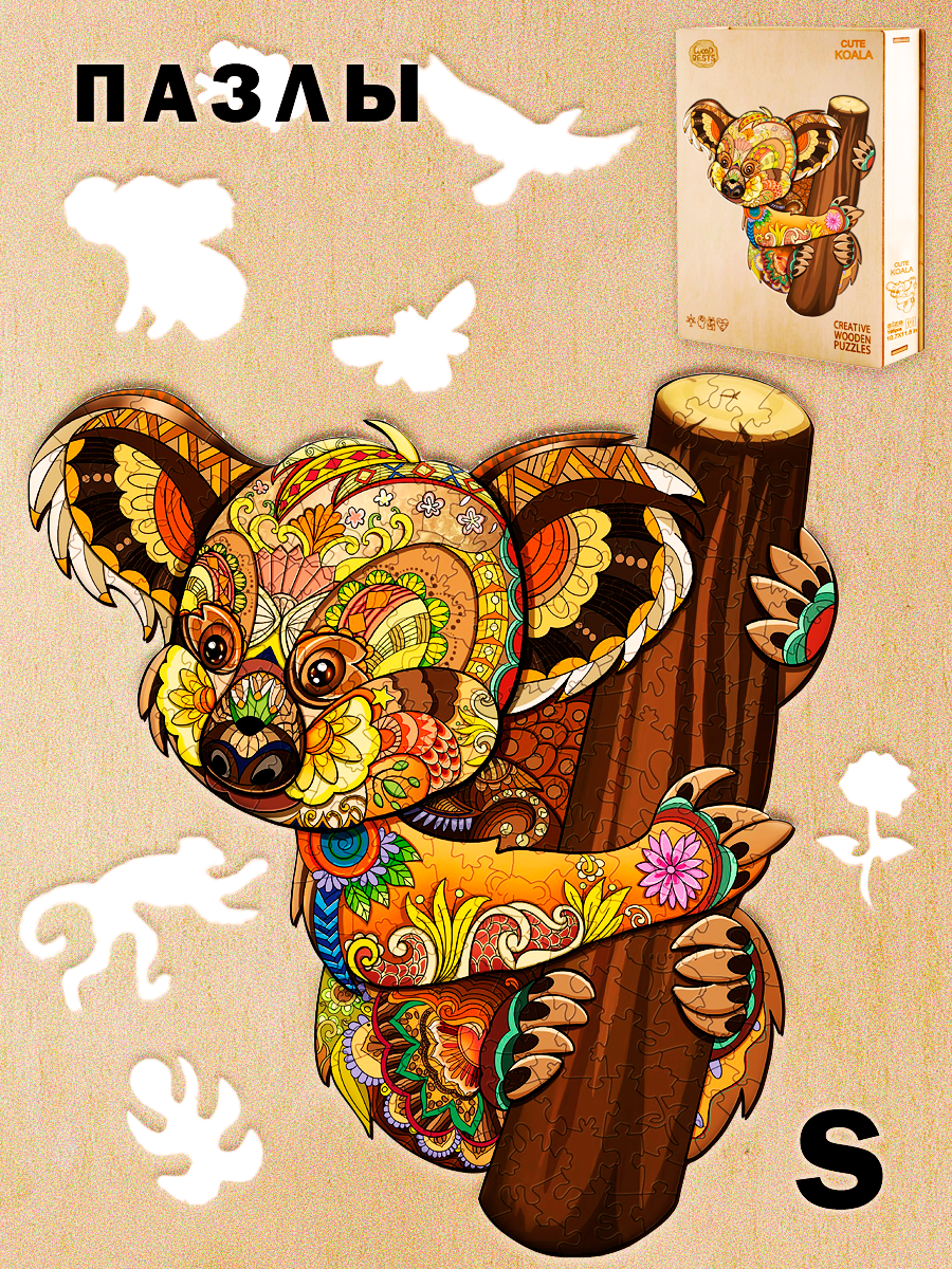 Деревянный 3D пазл Woodbests 6220-WP "Милая Коала" / размер S