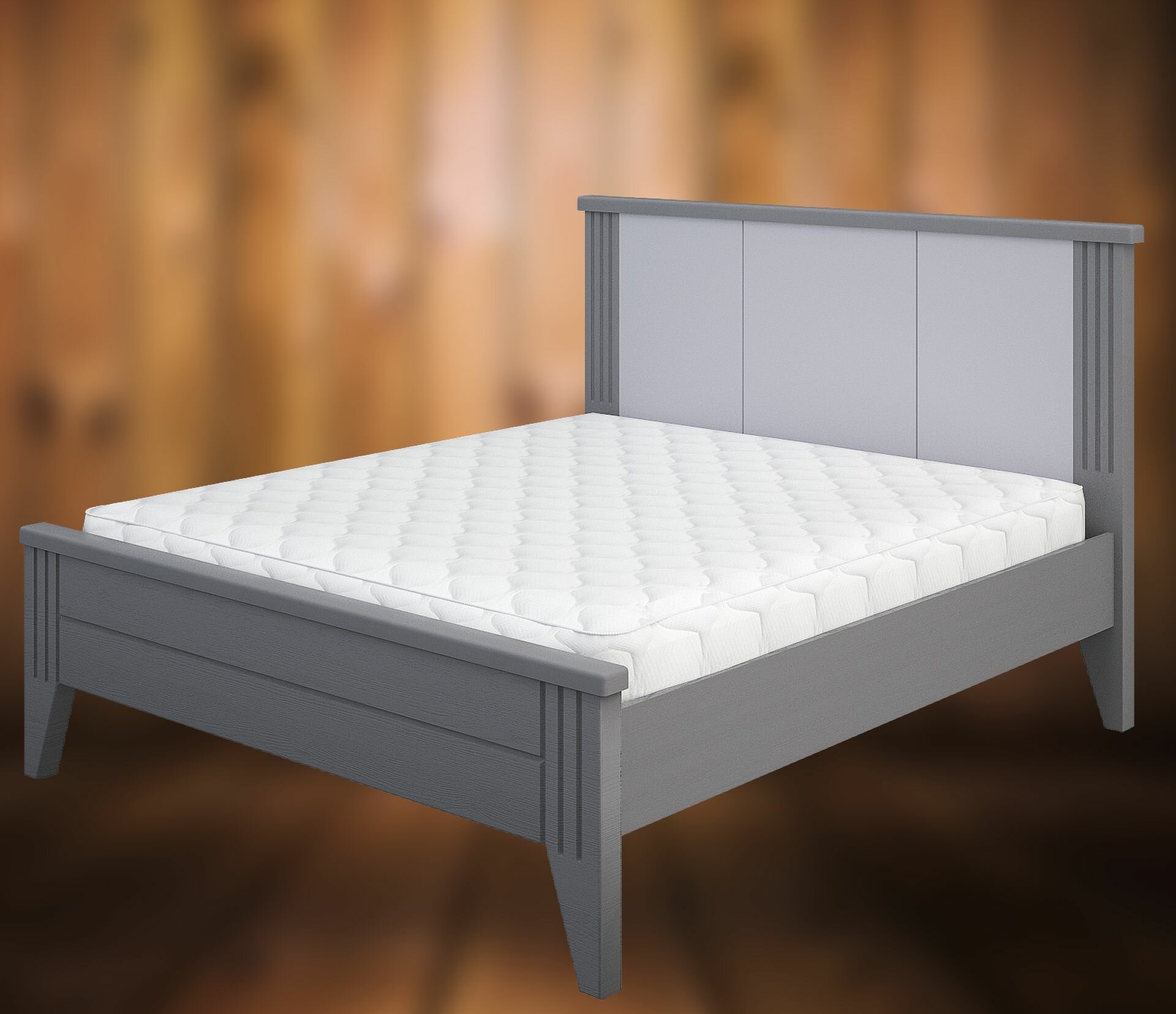 Кровать 2 м Олимпия G053 под матрас 140 на 200, цвет Серый гранит, массив дуба