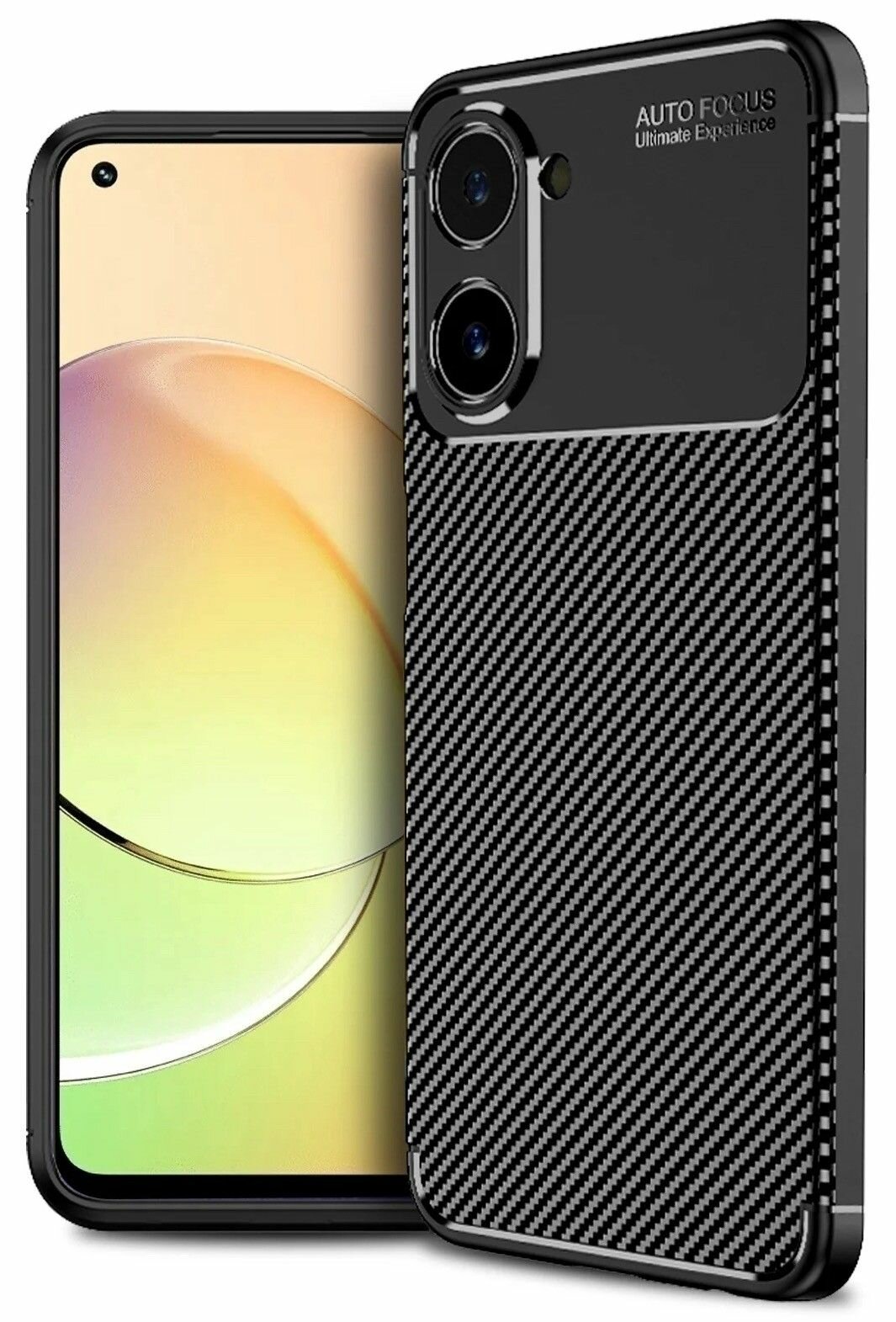 Чехол на Realme 10 4G силиконовый под карбон чёрный противоударный