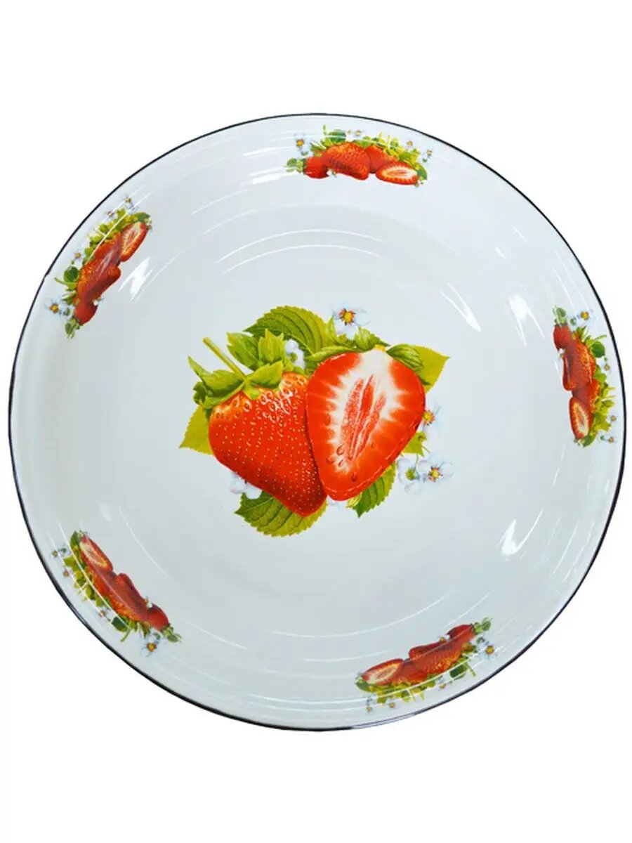 Блюдо эмалированное 4.5л Клубника садовая